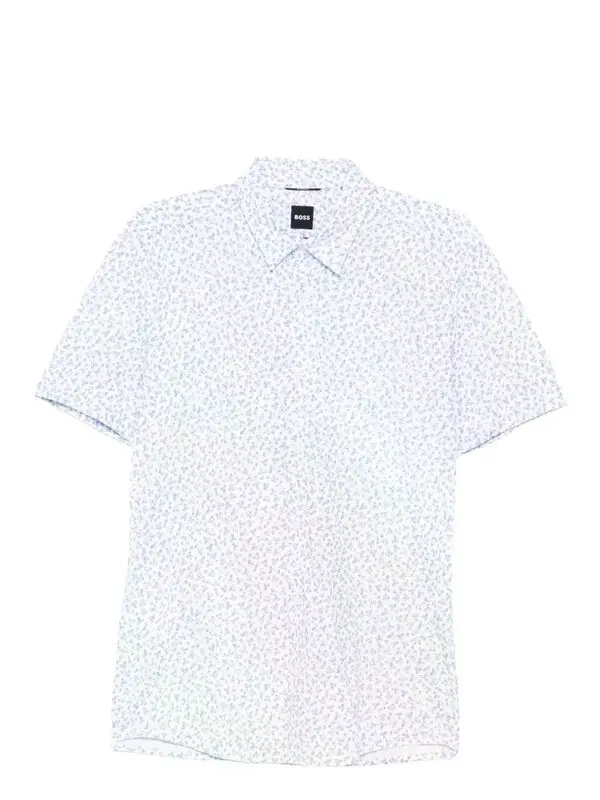 BOSS Floral-print Short-sleeve Shirt - White