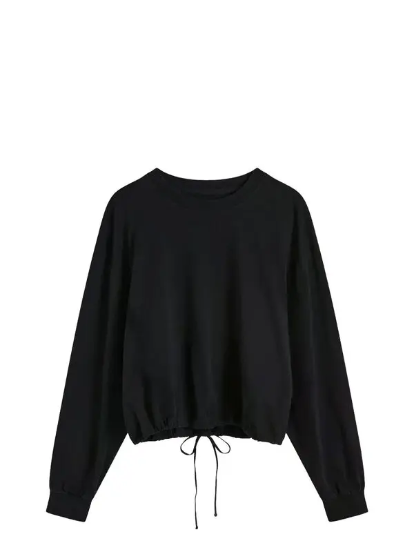ST. AGNI Long-sleeve Drawstring Hem Sweatshirt - Black