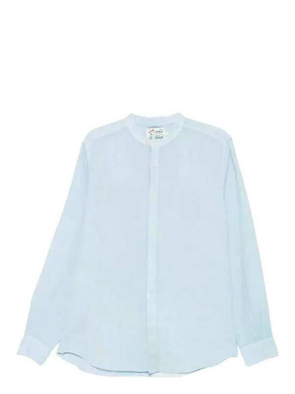 MC2 SAINT BARTH Naxos Mandarin-collar Long-sleeve Shirt - Blue