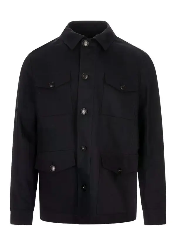 Canali Multi-pocket Shirt Jacket - Blue