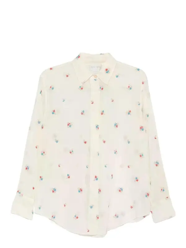 FORTE_FORTE Embroidered Floral Buttoned Shirt - Neutrals