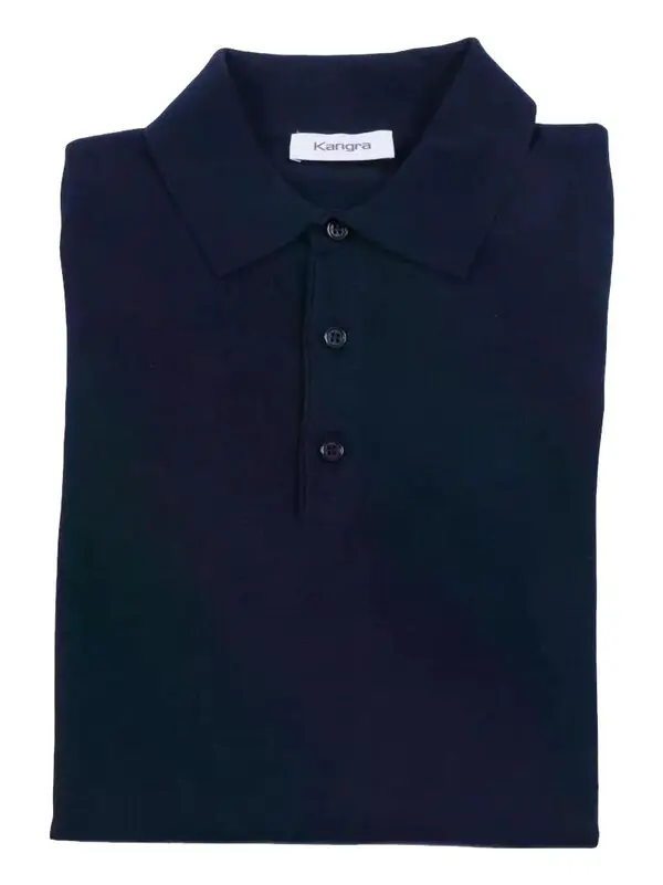 KANGRA Short-sleeve Knit Polo Shirt - Blue