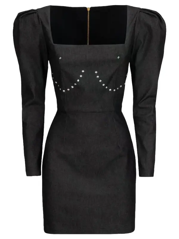 CATALINA Diamond Rhinestone-embellished Mini Dress - Black