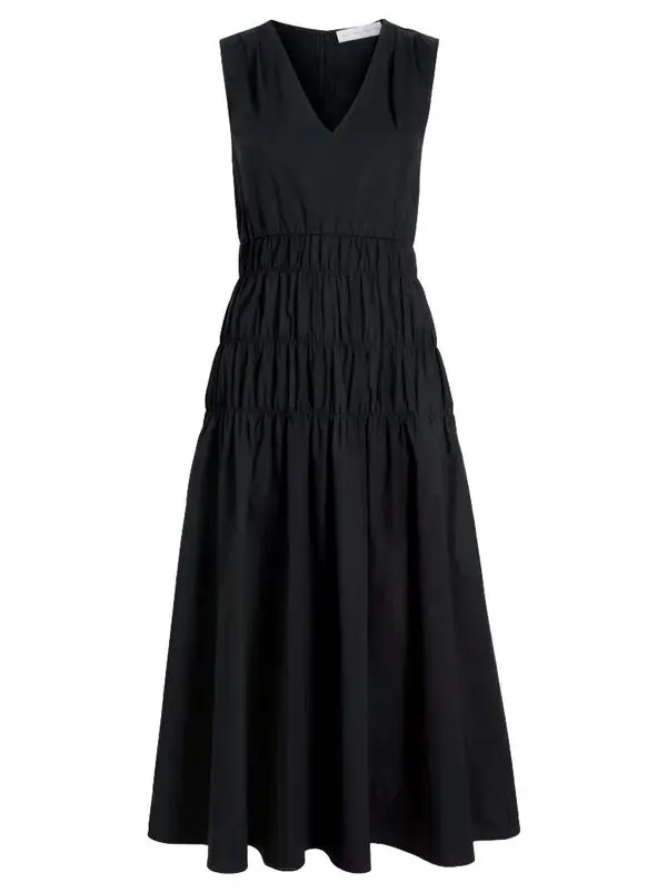 Proenza Schouler White Label Smocked Poplin Midi Dress - Black