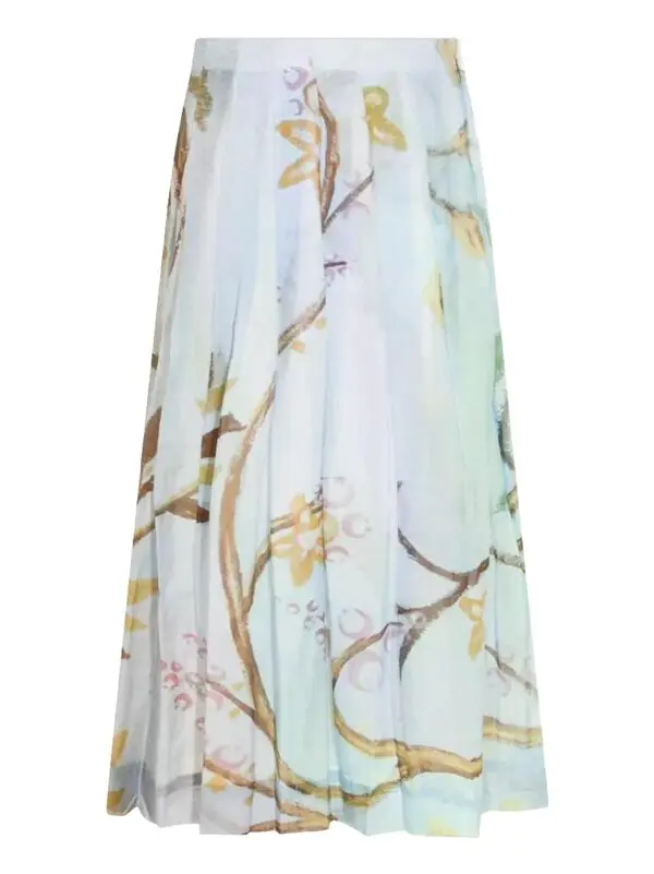 TALKING WALLS Floral-print Pleated A-line Skirt - Blue
