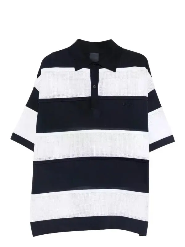 JUUN.J Buttoned Striped Polo Shirt - Blue