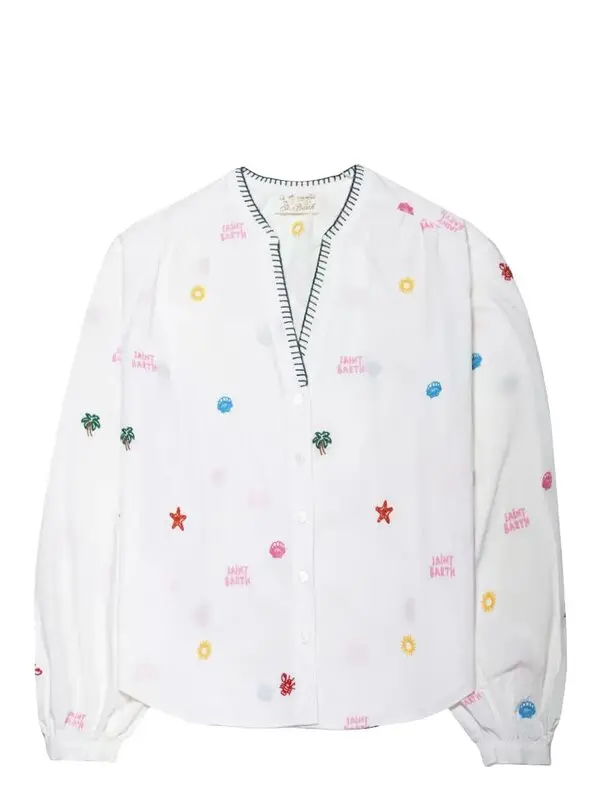 MC2 SAINT BARTH Liona Embroidered Blouse - White