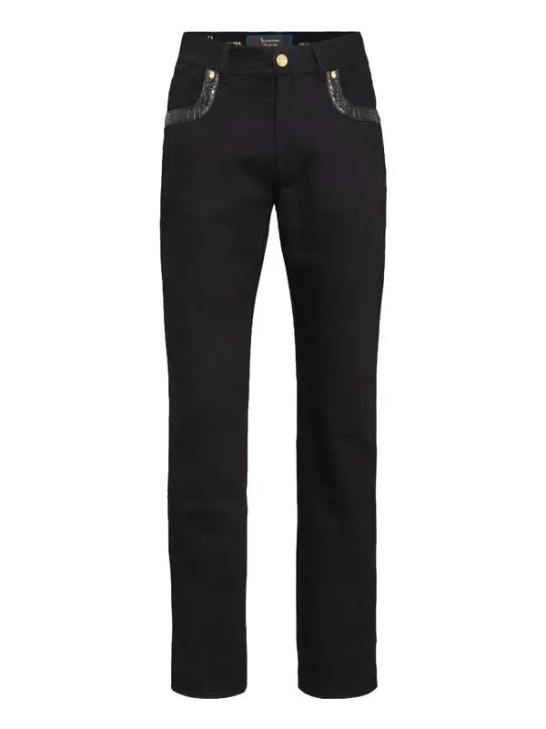 BILLIONAIRE Crocodile-effect Trim Jeans - Black