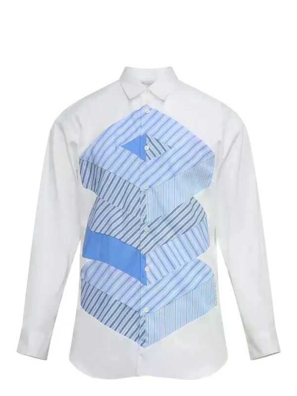Comme Des Garçons Patchwork Striped Shirt - White