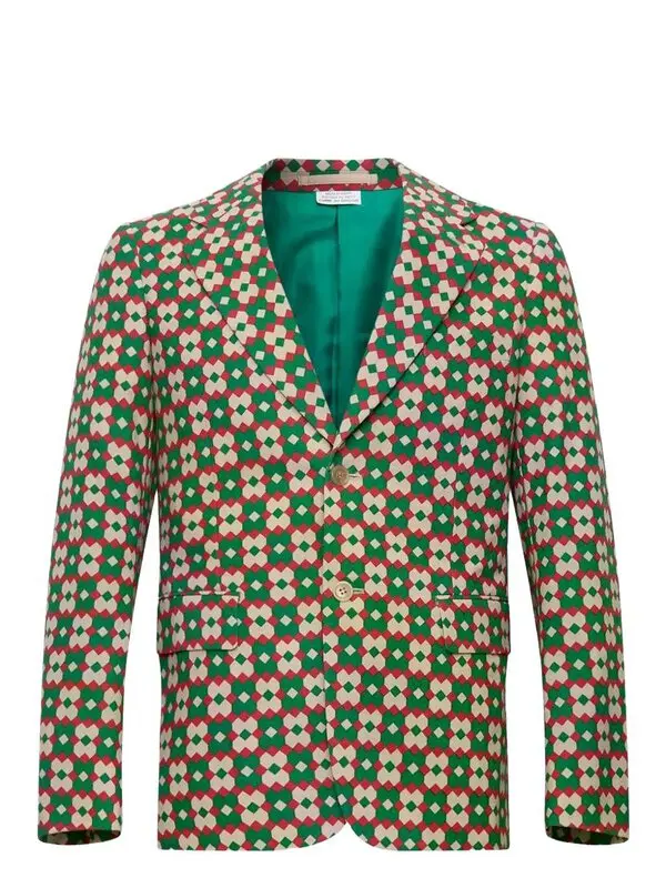 Comme Des Garçons Geometric-pattern Single-breasted Blazer - Multicolour