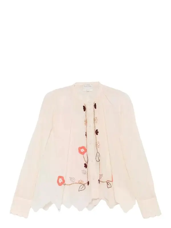 FORTE_FORTE Scalloped-hem Shirt - Neutrals