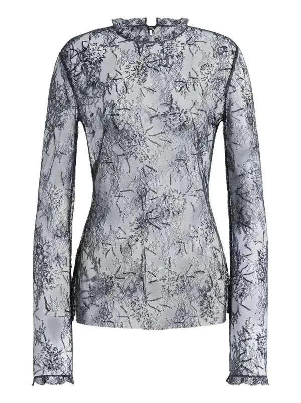 Alberta Ferretti Embroidered Sequin-embellished Lace Blouse - Black