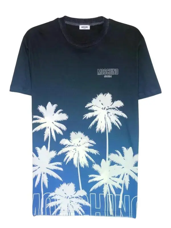 Moschino Palm-print Ombré T-shirt - Blue