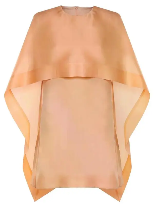 Alberta Ferretti Cape-overlay Shift Dress - Orange