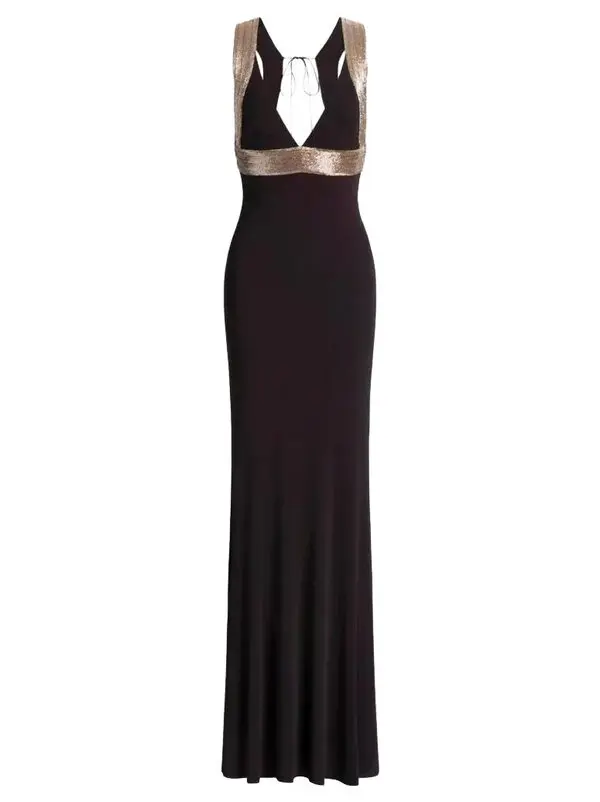 Alberta Ferretti Sequin-embellished Maxi Dress - Brown