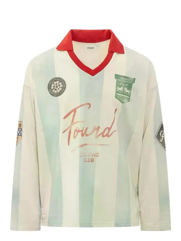 FOUND Striped Long-sleeve Jersey T-shirt - White