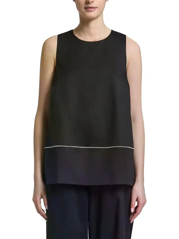 Peserico Bead-trim Top With Tie Fastening - Black