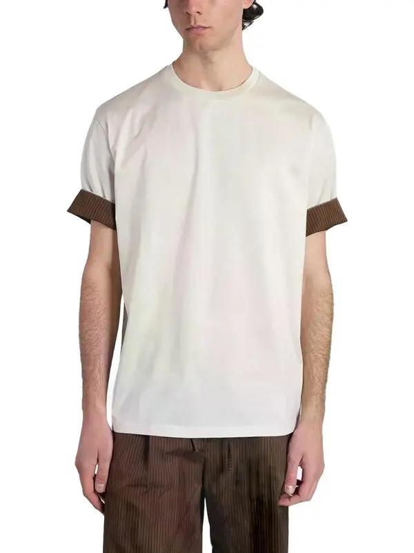 STATE OF ORDER Pinstripe-cuff T-shirt - Neutrals
