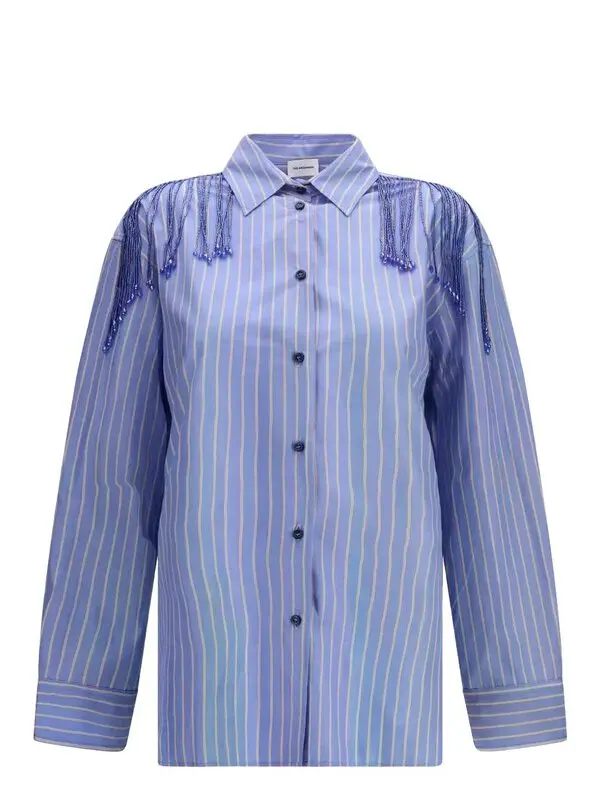 Andamane Beaded-fringed Shirt - Blue