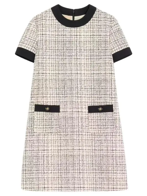 Valentino Garavani Short Dress In Square Tweed - Neutrals