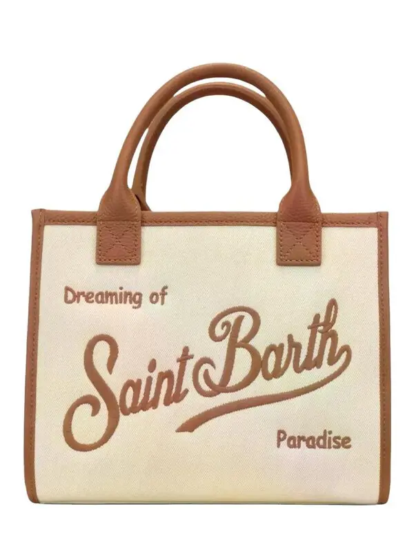 MC2 SAINT BARTH Mini Logo-embroidered Canvas Tote - Neutrals