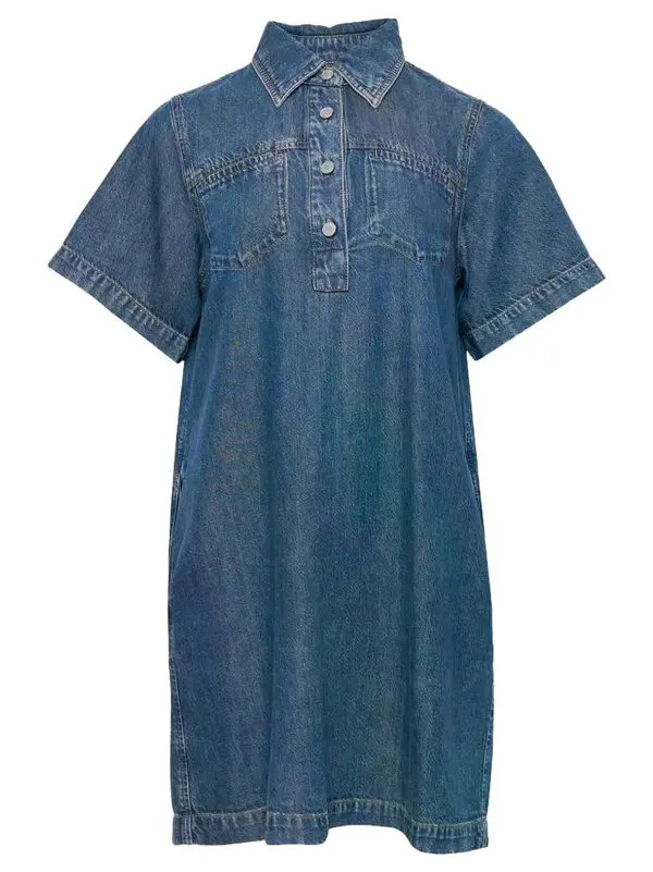 Rag & Bone Short-sleeved Denim Shirt Dress - Blue