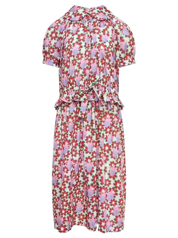 Comme Des Garçons Strawberry-print Ruffled Midi Dress - Multicolour