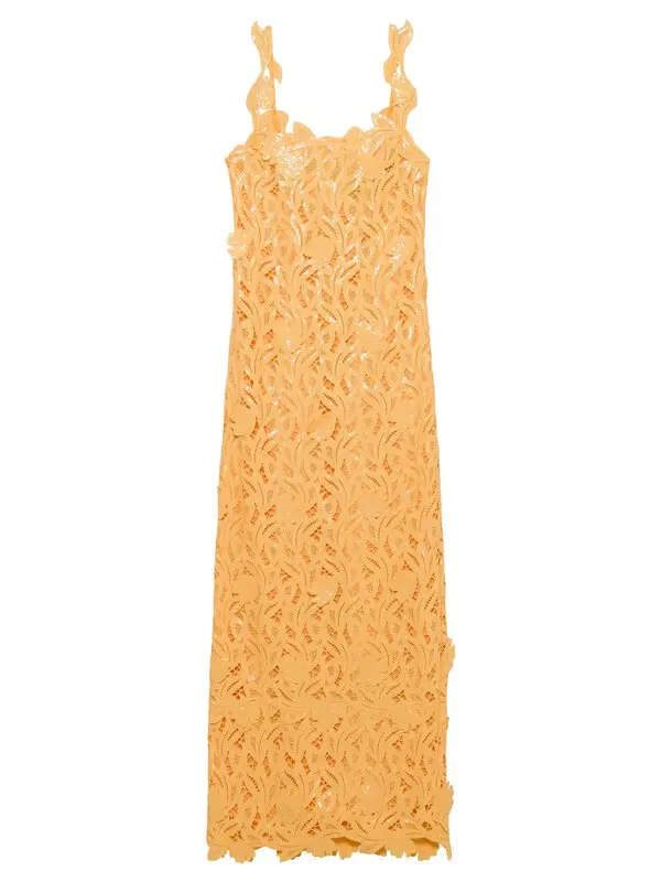 Simkhai Marenna Sequin Floral Lace Column Dress - Orange