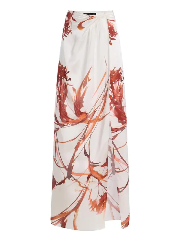 SEV Draped Crepe Maxi Skirt - Print