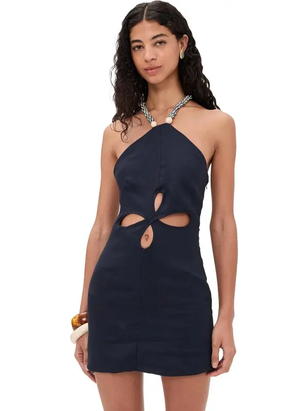 Azulu Drea Linen Mini Dress - Navy