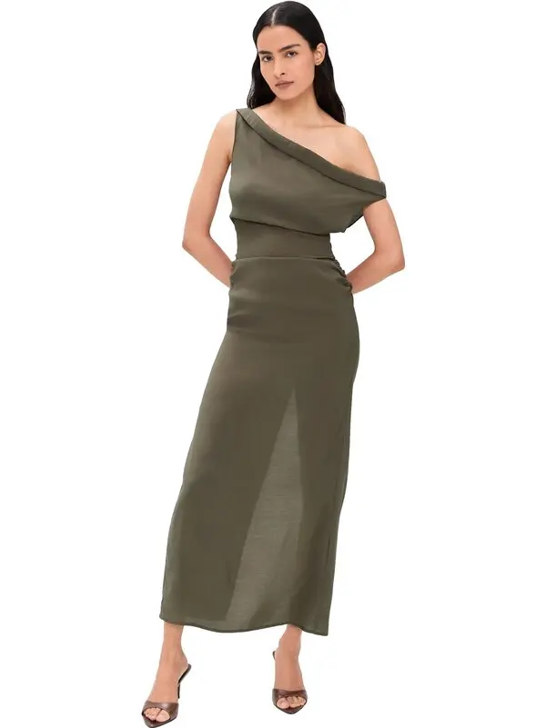 Lioness Sweetheart One-shoulder Maxi Dress - Cocoa