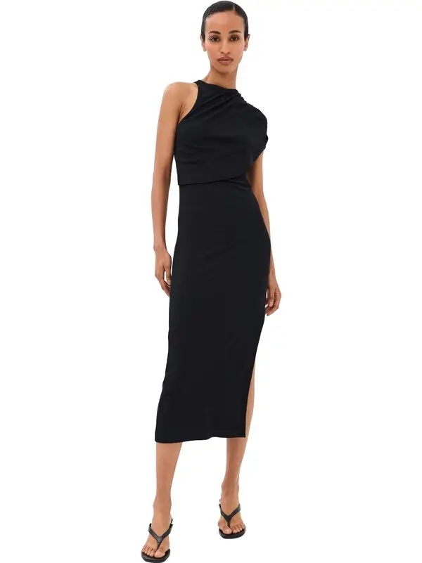 COURREGES 90's Rib Twist Midi Dress - Black
