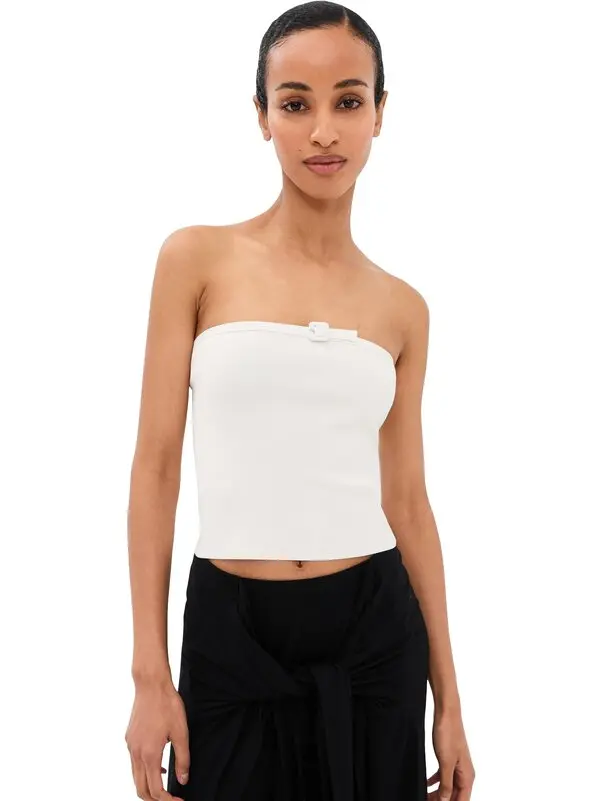 COURREGES Buckle Knit Bustier Top - Natural