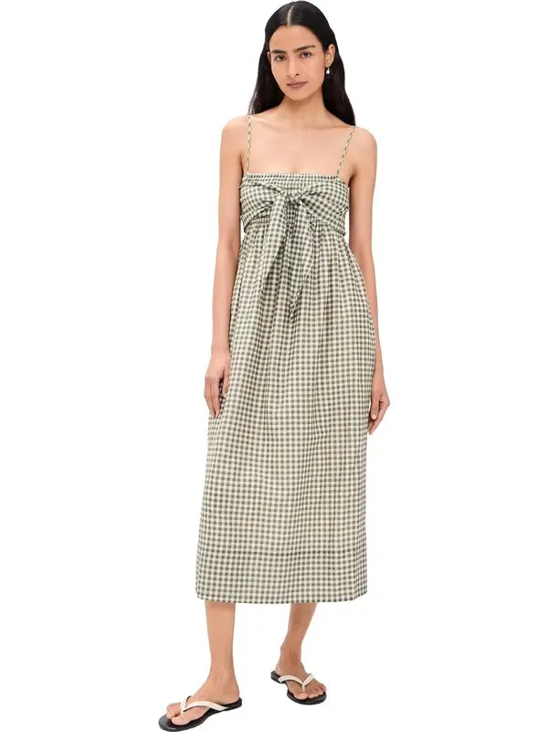 Vince Tie Smocked Cami Dress - Off White/smoke