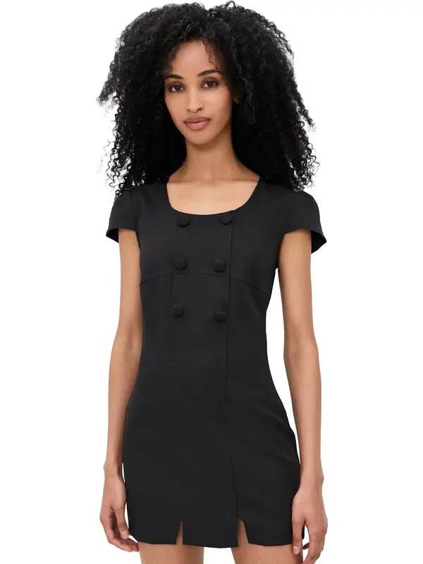 Lioness Rosa Mini Dress With Faux Double-breasted Detail - Noir
