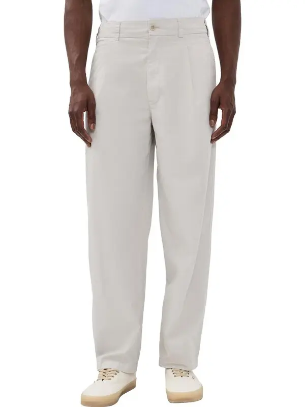 ALEX MILL Pleated Pull On Pants In Lightweight Chino - Stone