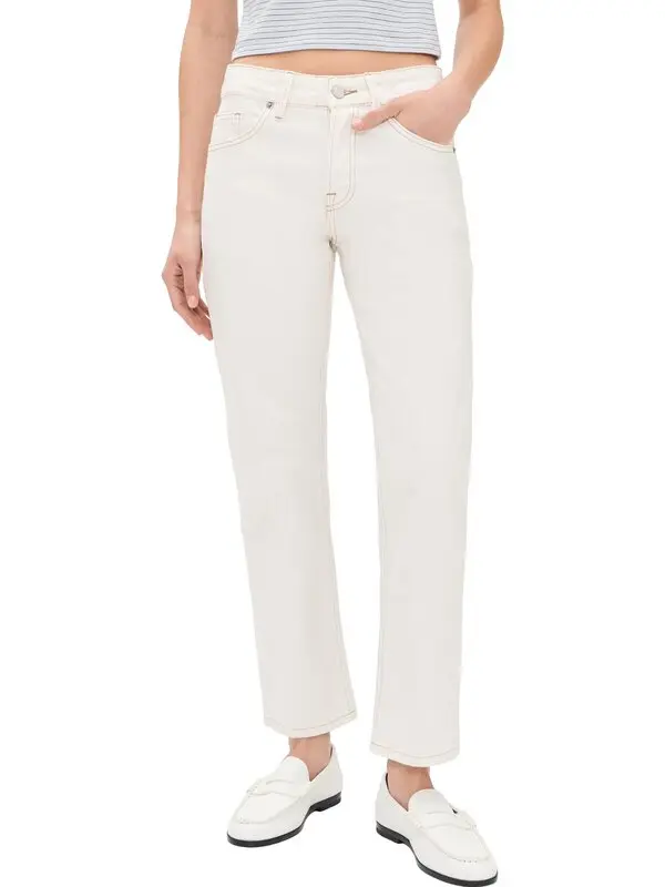 Good American Vintage Straight Ankle Jeans - Ecru001