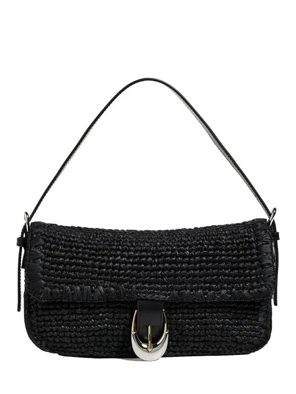 Staud Harlow Raffia Bag - Black