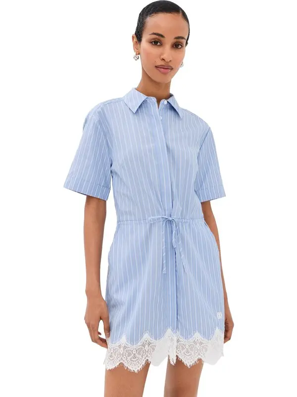 Simkhai Calder Cotton Lace Mini Dress - Oxford Blue Stripe