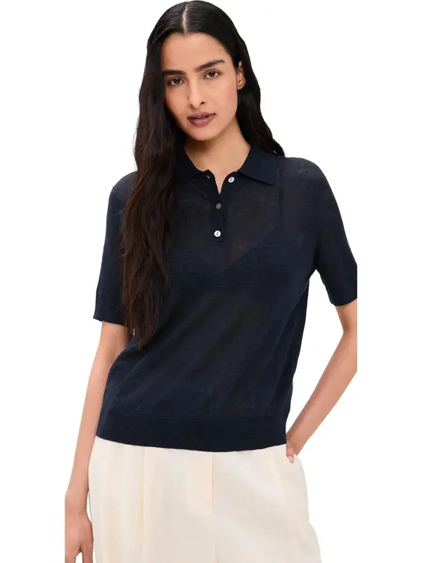 Theory Sheer Short Sleeve Polo - Nocturne Navy