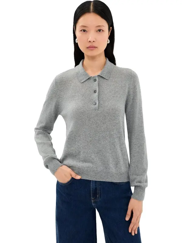 Daughter Aoife Cashmere Polo Shirt - Soft Grey