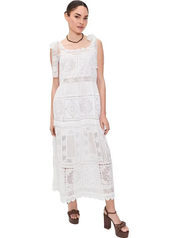 Zimmermann Aster Lace Trim Maxi Slip Dress - Ivory