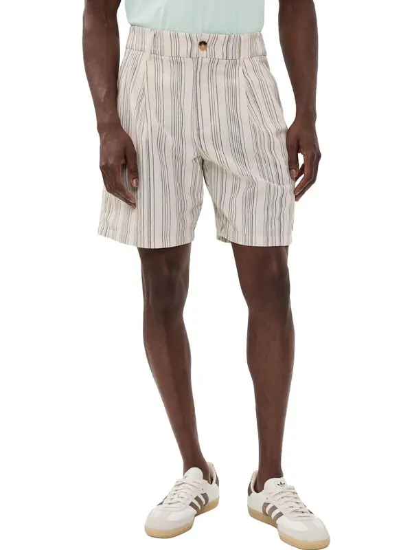 MALBON Arena Striped Shorts - Cream Stripe