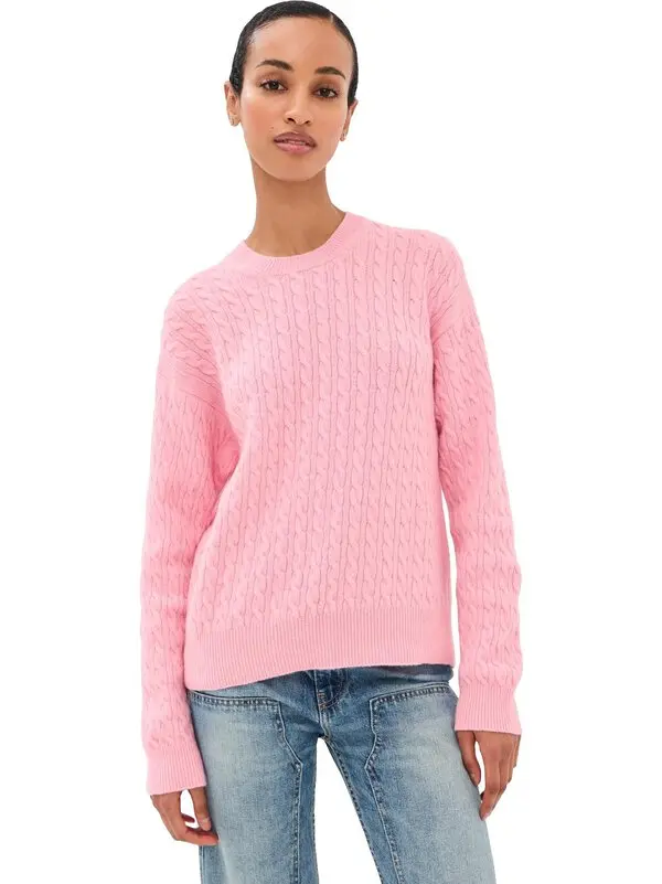 Daughter Wool Cable Knit Pullover - Pale Pink