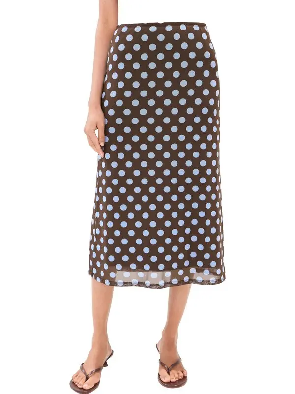 LE BOP Polka-dot Print Skirt - Brown/blue Polka Dot