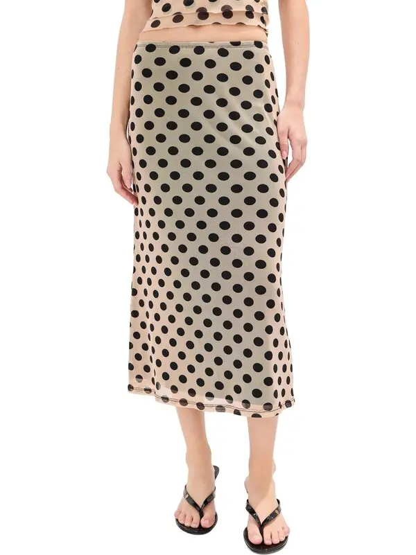 LE BOP Polka-dot Print Skirt - Tan/black Polka Dot