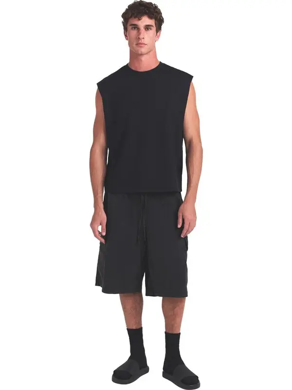 SKIMS Cropped Muscle Tank Top | Black | | Heavyweight Cotton - Obsidian