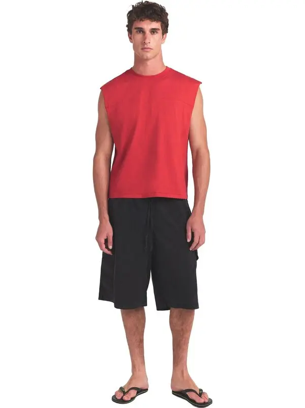 SKIMS Cropped Muscle Tank Top | Red | Small | Heavyweight Cotton - Washed Red