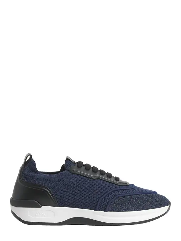 Brioni Linen-cotton Knitted Sneakers - Blue