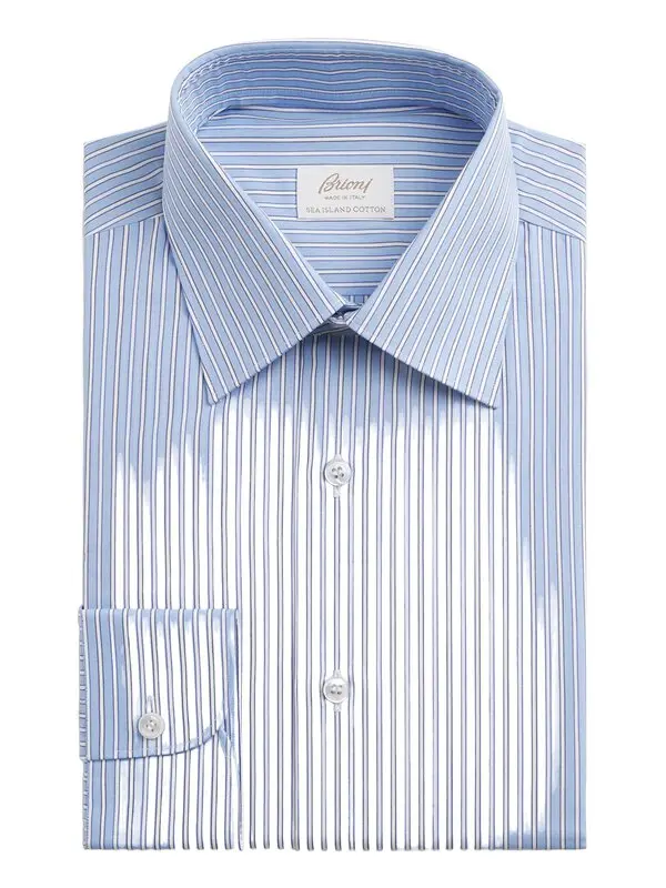 Brioni Sea Island Cotton Stripe Shirt - Blue